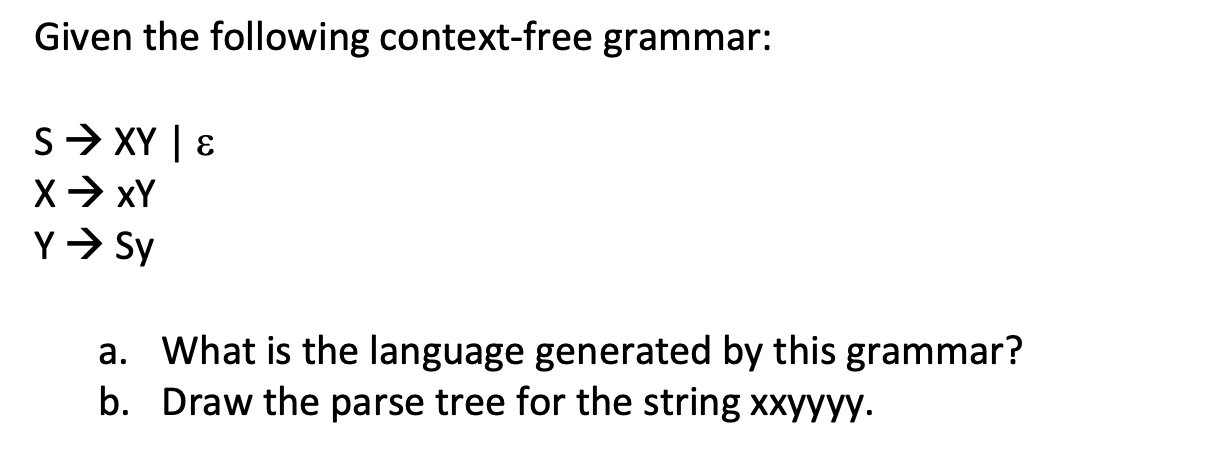 Solved Given the following context-free grammar: | Chegg.com