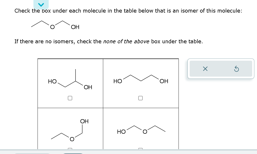 Solved Check the box under each molecule in the table below | Chegg.com