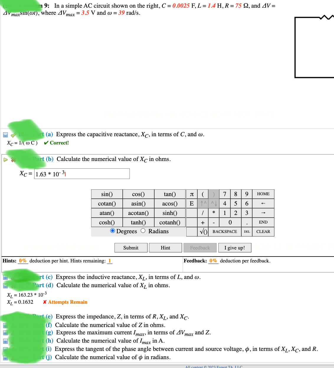 Solved n 9: In a simple AC circuit shown on the right, | Chegg.com