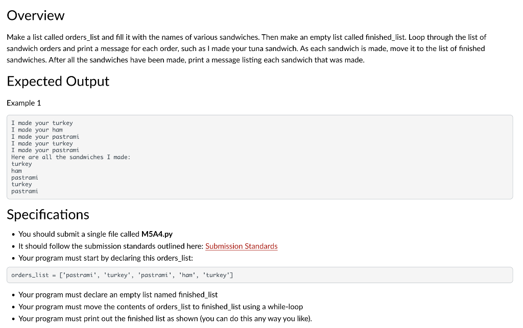 Solved Make a list called orders_list and fill it with the | Chegg.com