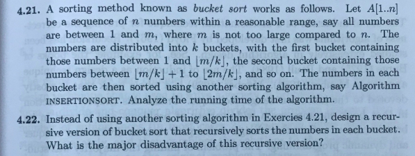 4.21. A sorting method known as bucket sort works as | Chegg.com
