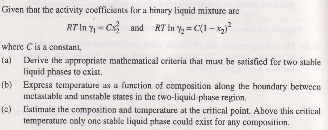 Consider a one-parameter Margules model. Show that | Chegg.com