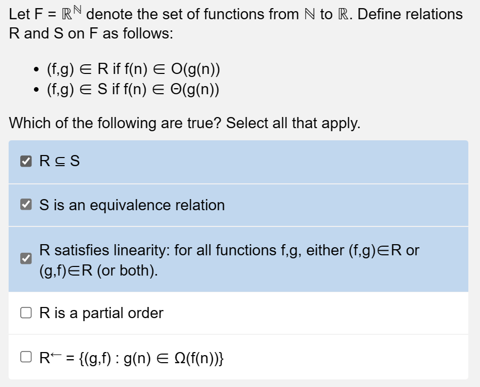 Solved Let F=RN denote the set of functions from N to R. | Chegg.com