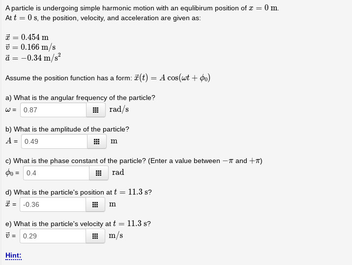 Solved A particle is undergoing simple harmonic motion with | Chegg.com