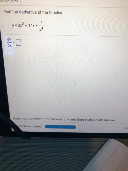 Solved Find the derivative of the function. y- 3x2-14x dy dx | Chegg.com