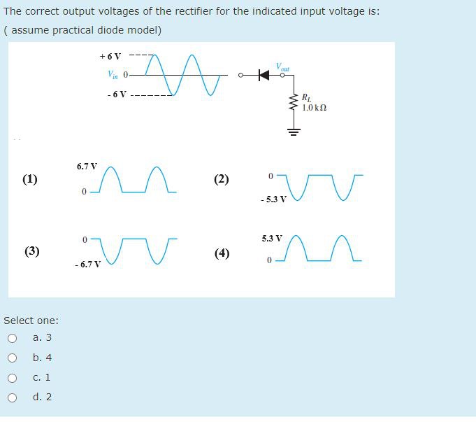 Solved The Correct Output Voltages Of The Rectifier For The
