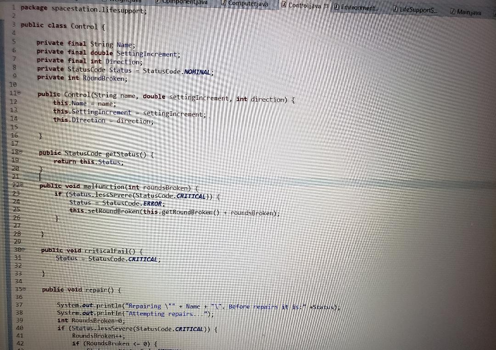 Solved Debug Space shuttle in Java. Consists of public | Chegg.com