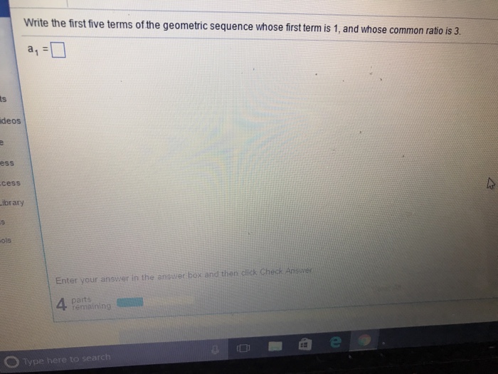 Solved Write The First Five Terms Of The Geometric Sequence 