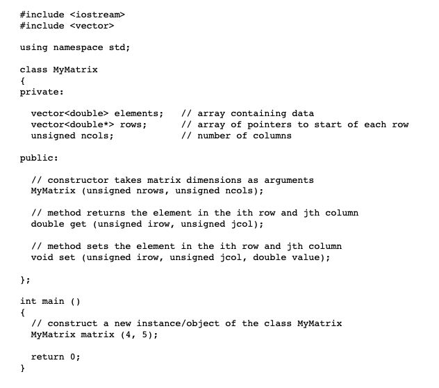 Task: Using the MyMatrix class, implement the | Chegg.com