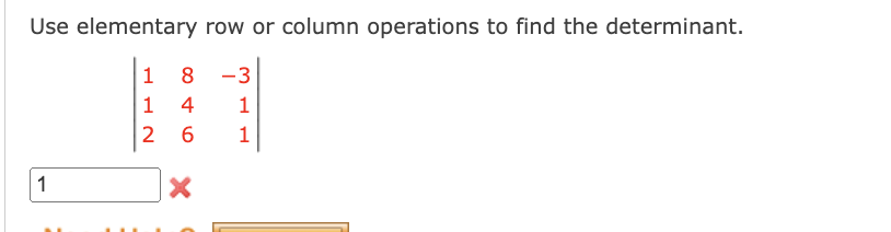 Solved Use elementary row or column operations to find the | Chegg.com