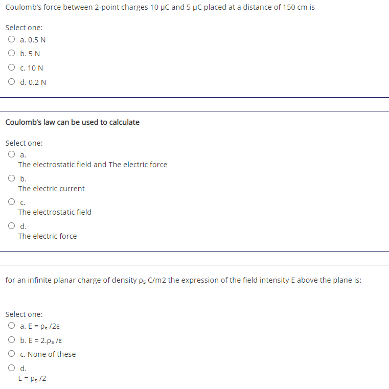 Solved Coulomb's force between 2-point charges 10 PC and 5 | Chegg.com