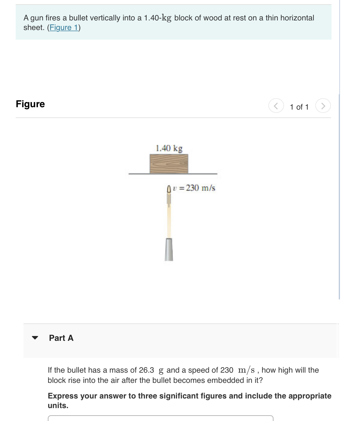 Solved A gun fires a bullet vertically into a 1.40−kg block | Chegg.com