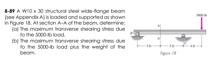 Solved 8-89 ﻿A W10 ﻿x 30 ﻿structural steel wide-flange | Chegg.com
