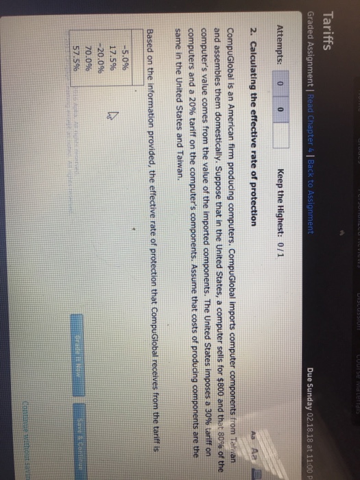 Solved Tariffs Graded Assignment | Read Chapter 4 | Back to | Chegg.com Solved Tariffs Graded Assignment | Read Chapter 4 | Back to | Chegg.com