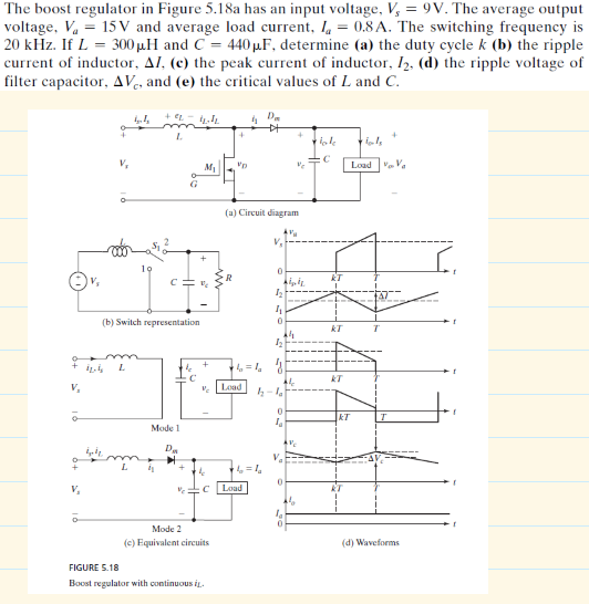Solved The boost regulator in Figure 5.18a has an input | Chegg.com