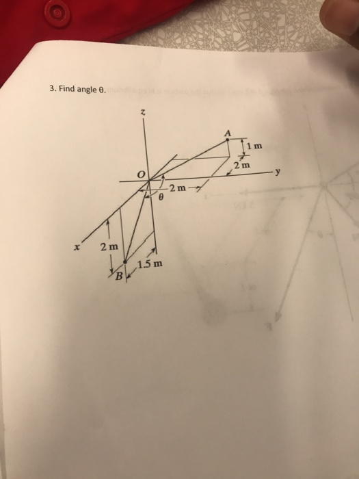 Solved 3. Find angle 0. 1 m 2 m 2 m x 2 m 1.5 m | Chegg.com