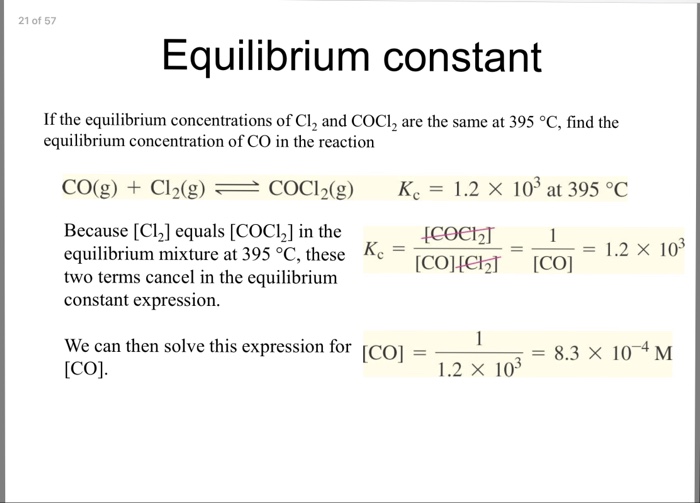 Solved 21 of 57 Equilibrium constant If the equilibrium | Chegg.com