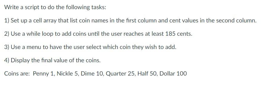 Solved Write a script to do the following tasks: 1) Set up a | Chegg.com