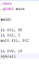 Solved .text .globl main main: li $t1, 50 li $t2, 2 mult | Chegg.com
