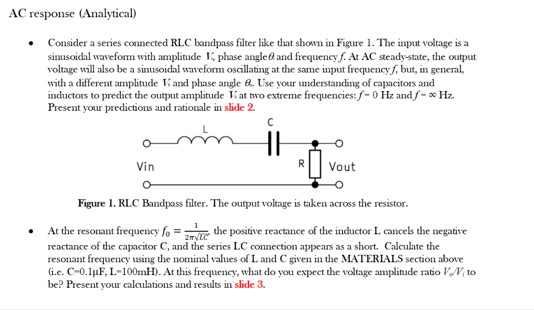AC response (Analytical) . Consider a series | Chegg.com