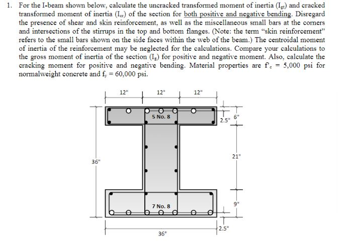 1. For the I-beam shown below, calculate the | Chegg.com