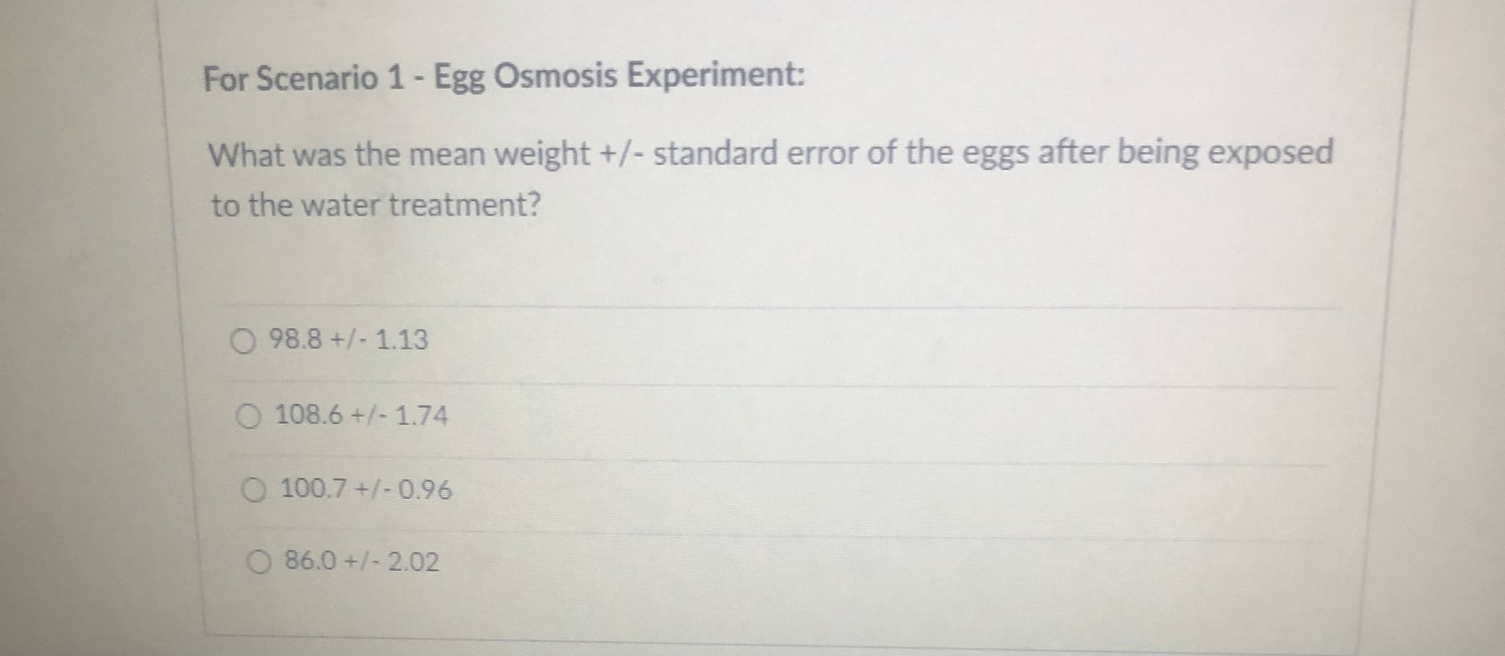 Solved For Scenario 1 - Egg Osmosis Experiment: What was the | Chegg.com