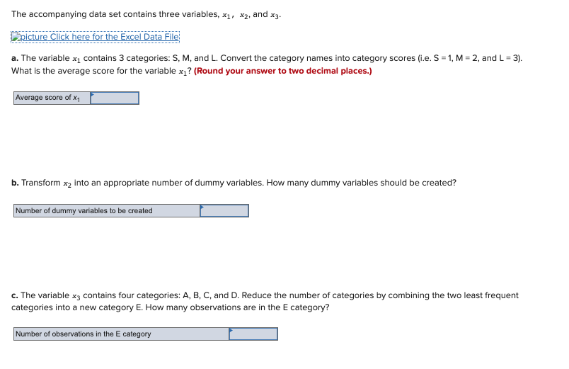 Solved The following table contains 3 variables and 5 | Chegg.com