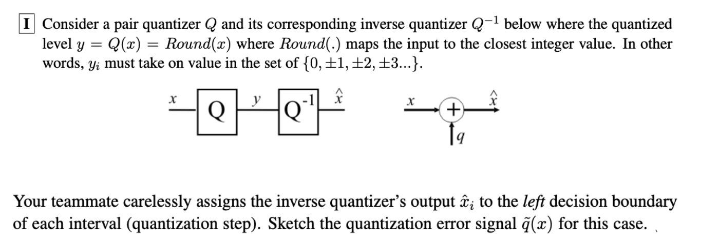 Solved I Consider a pair quantizer Q and its corresponding | Chegg.com