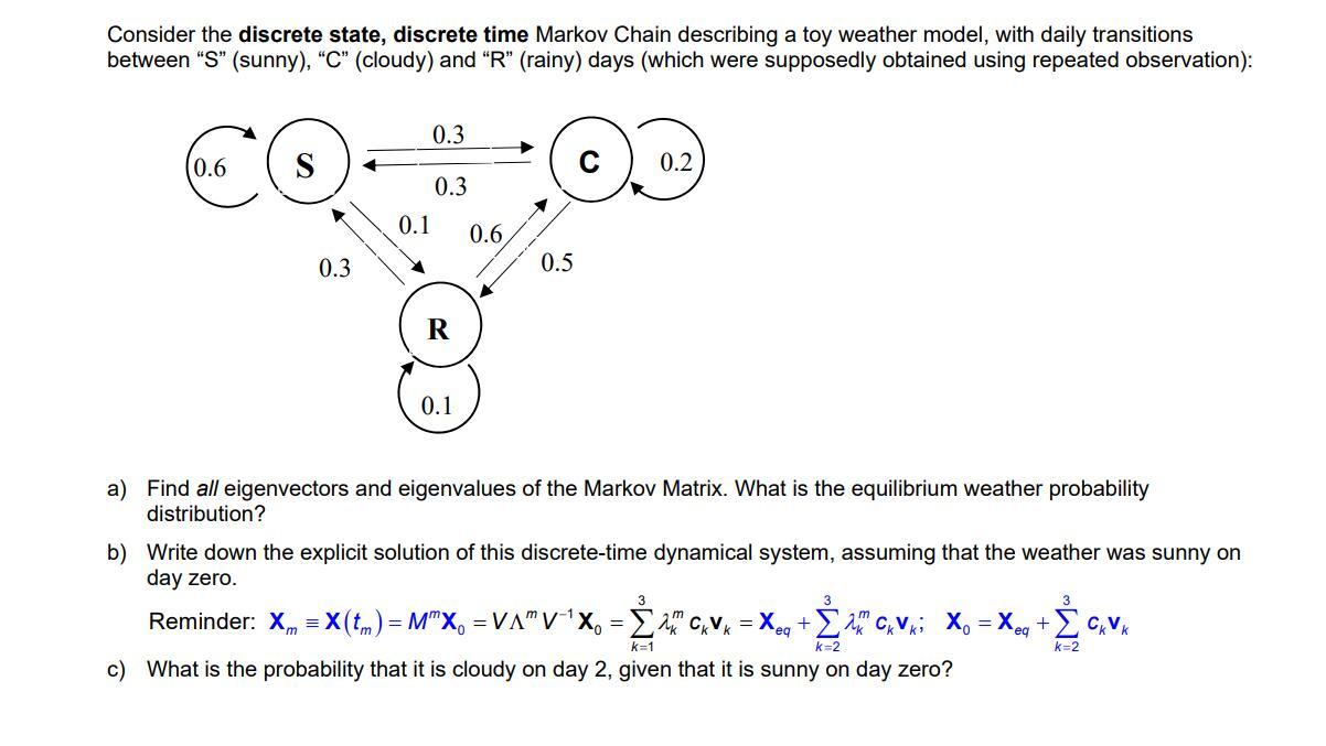Consider the discrete state, discrete time Markov | Chegg.com