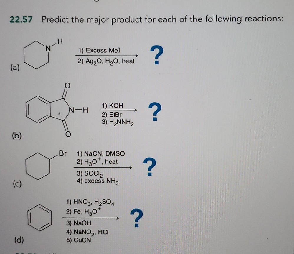 Solved 22.57 Predict the major product for each of the | Chegg.com