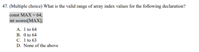 Solved 47. (Multiple choice) What is the valid range of | Chegg.com