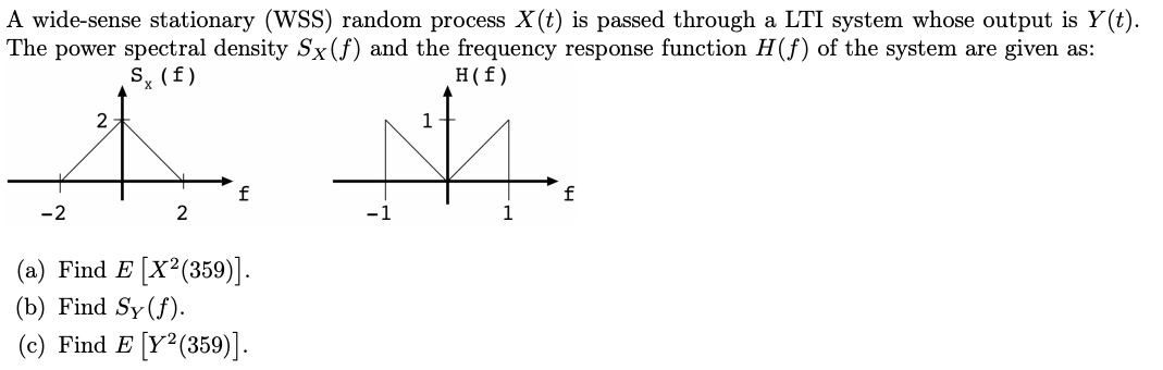 A wide-sense stationary (WSS) random process X(t) is | Chegg.com