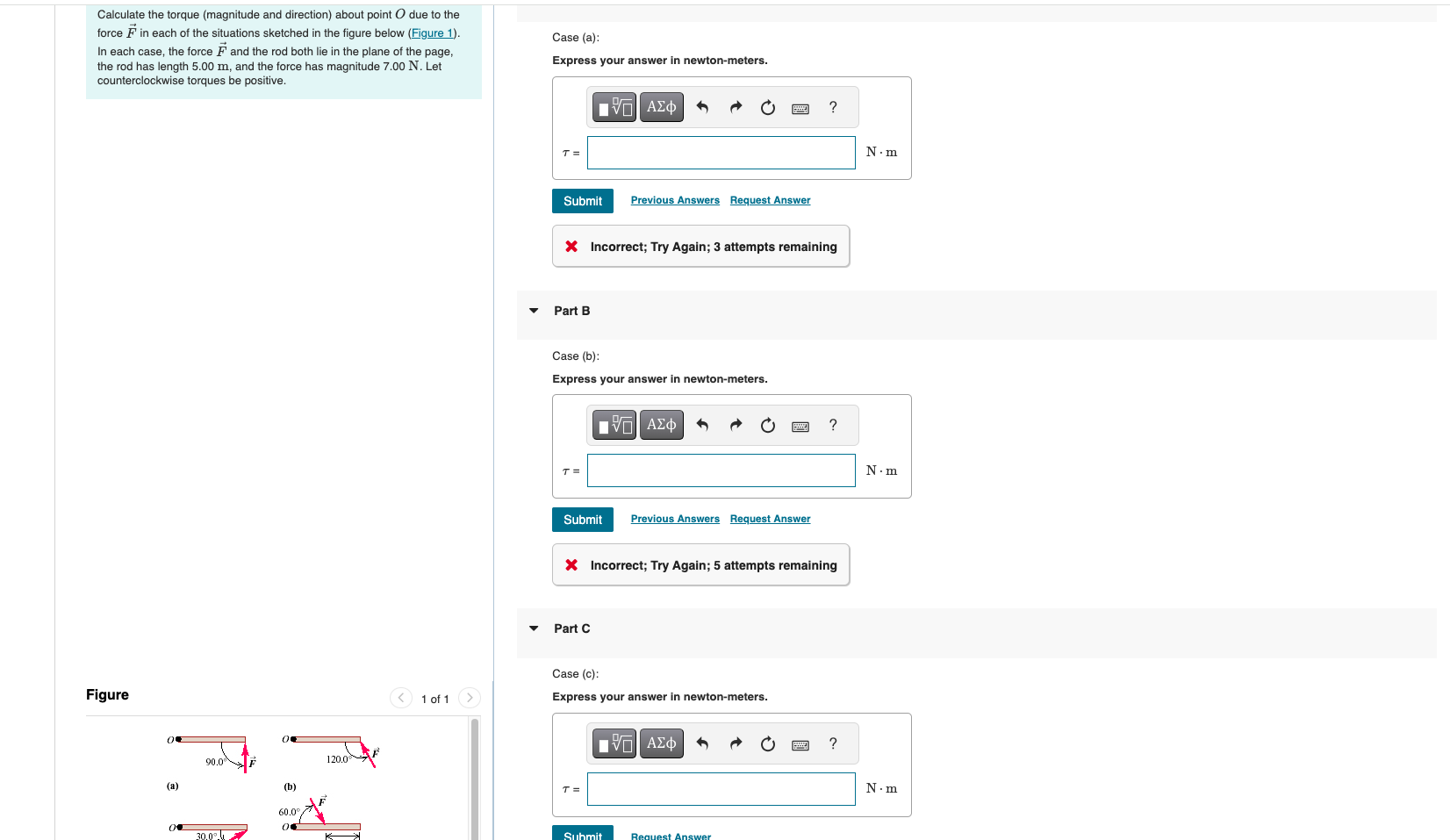 Solved Calculate the torque (magnitude and direction) ﻿about | Chegg.com