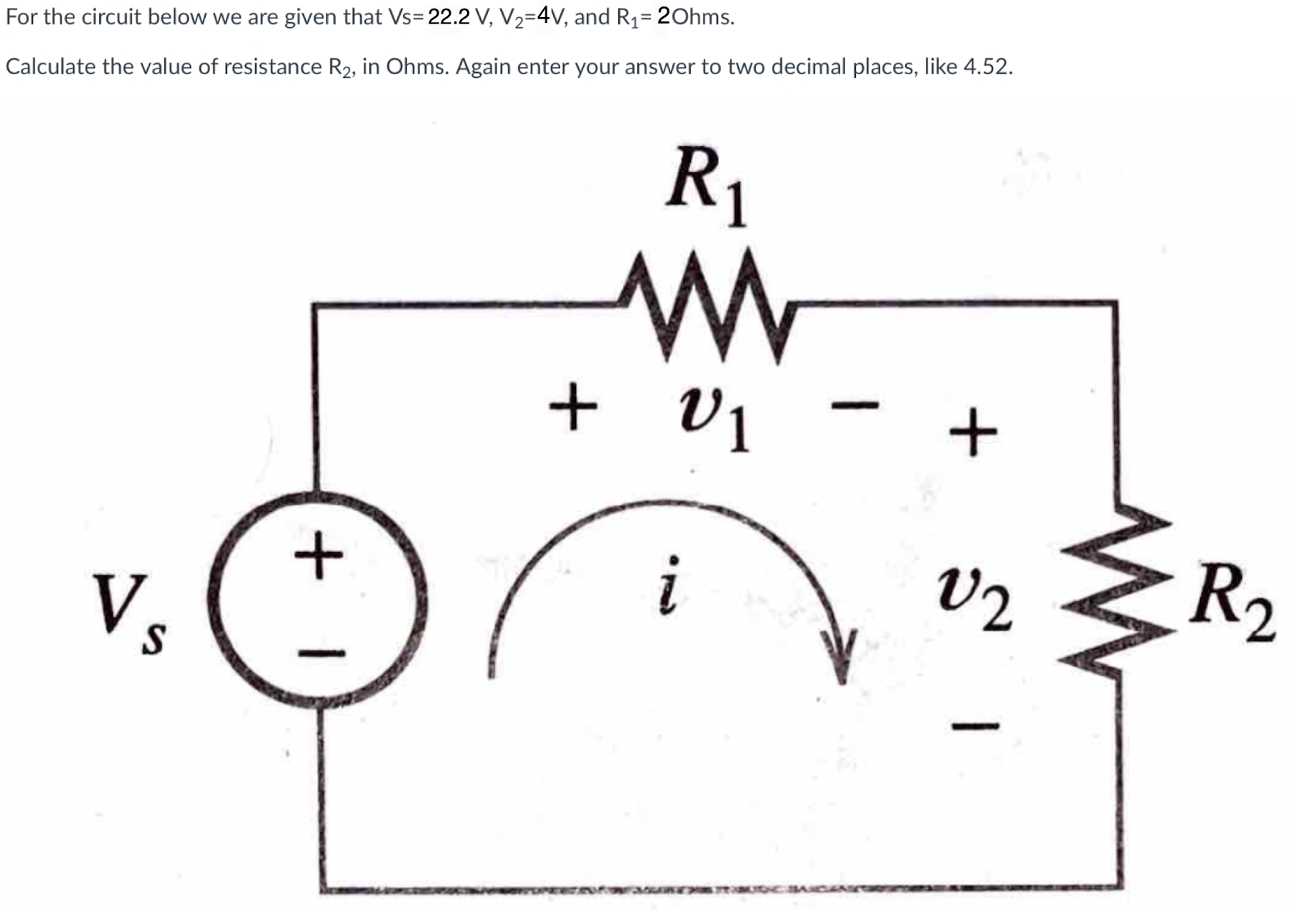 Solved For the circuit below we are given that Vs=22.2 V, | Chegg.com