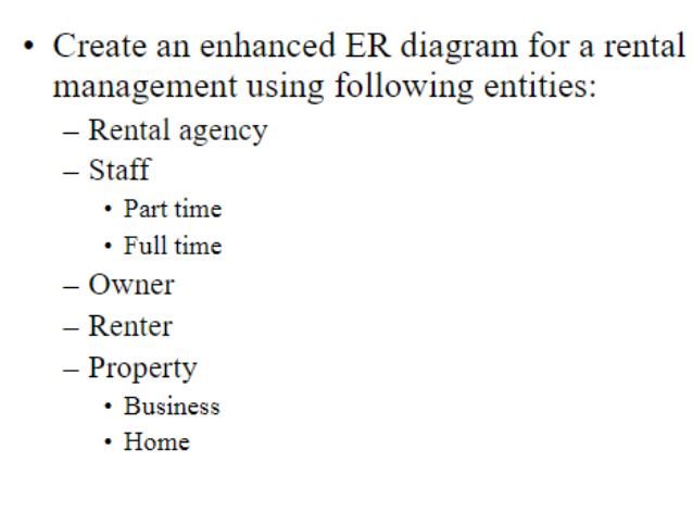 Solved Create an enhanced ER diagram for a rental management | Chegg.com