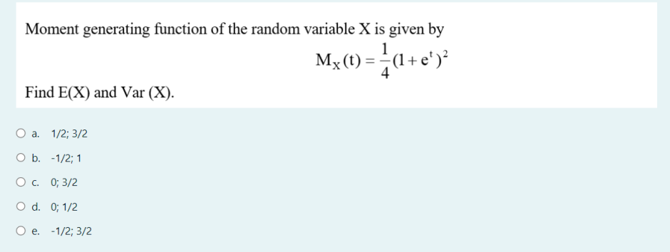 Solved Moment generating function of the random variable X | Chegg.com