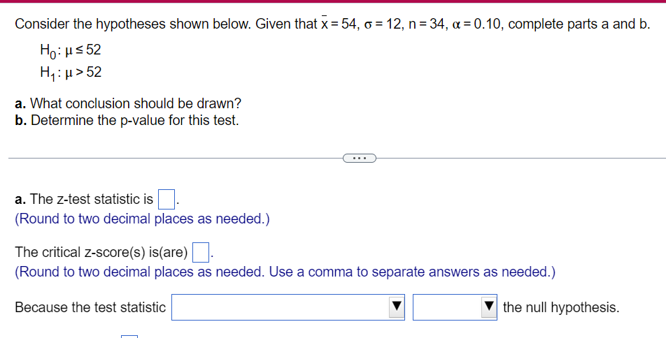 Solved The critical z-score(s) is(are) (Round to two decimal | Chegg.com