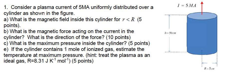 Solved 1 = 5 MA 1. Consider a plasma current of 5MA | Chegg.com