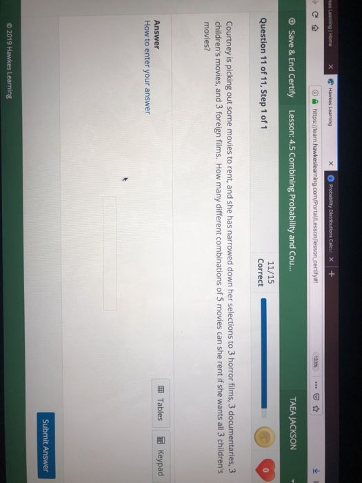 Solved kes 133% O Save & End Certify Lesson: 4.5 Combining | Chegg.com