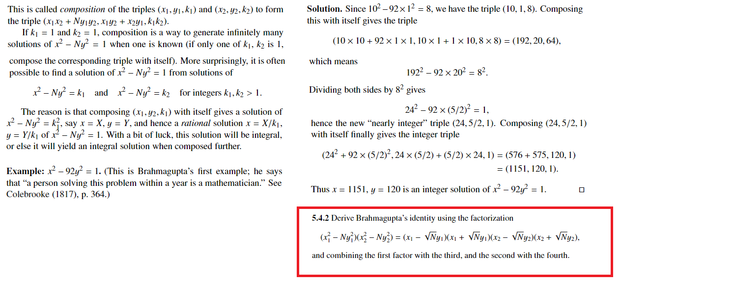 Solved 5.4 Pell's Equation in Brahmagupta This identity | Chegg.com