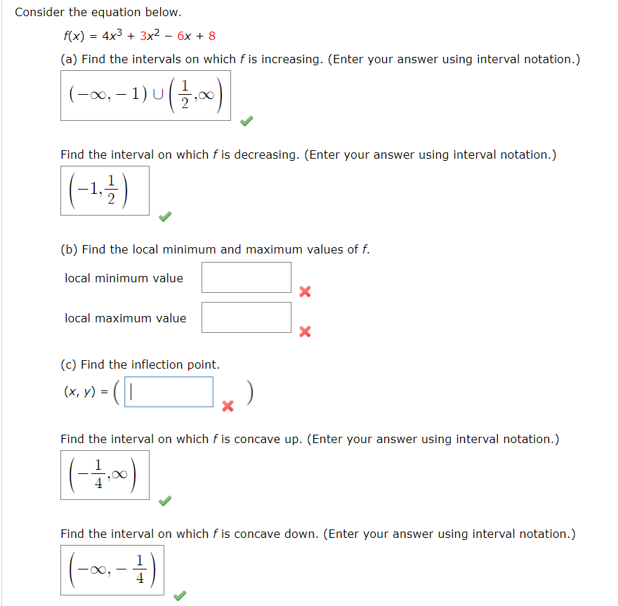Solved Consider the equation below. f(x) = 4x3 + 3x2 - 6x + | Chegg.com