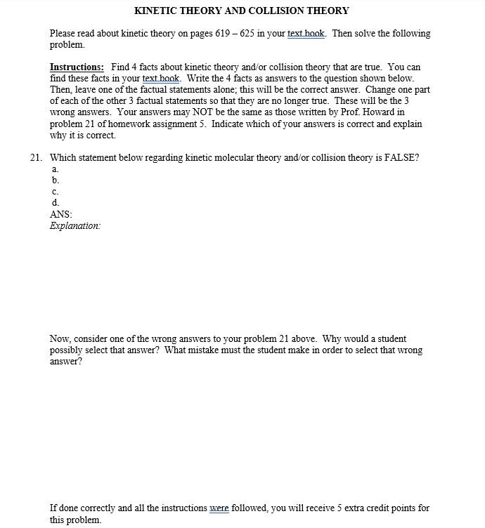 KINETIC THEORY AND COLLISION THEORY Please read about | Chegg.com