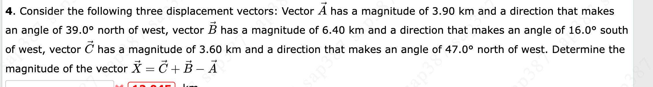 Solved 4. Consider the following three displacement vectors: | Chegg.com