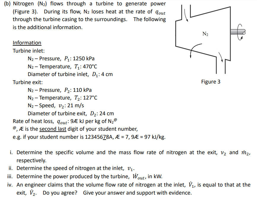 Solved (b) Nitrogen (N2) flows through a turbine to generate | Chegg.com