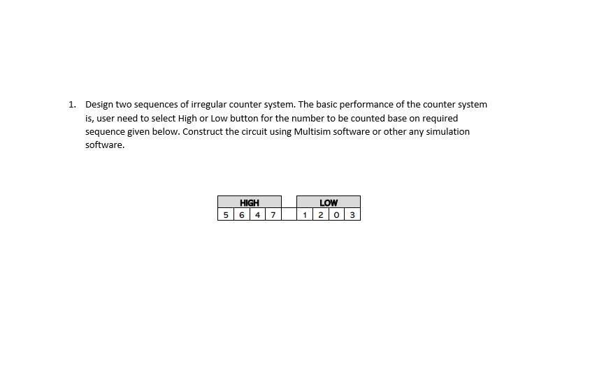 Solved 1. Design two sequences of irregular counter system. | Chegg.com