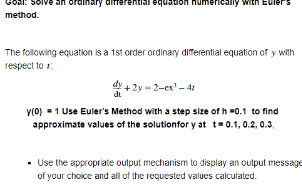 Solved Goal: Solve an ordinary differential equation | Chegg.com