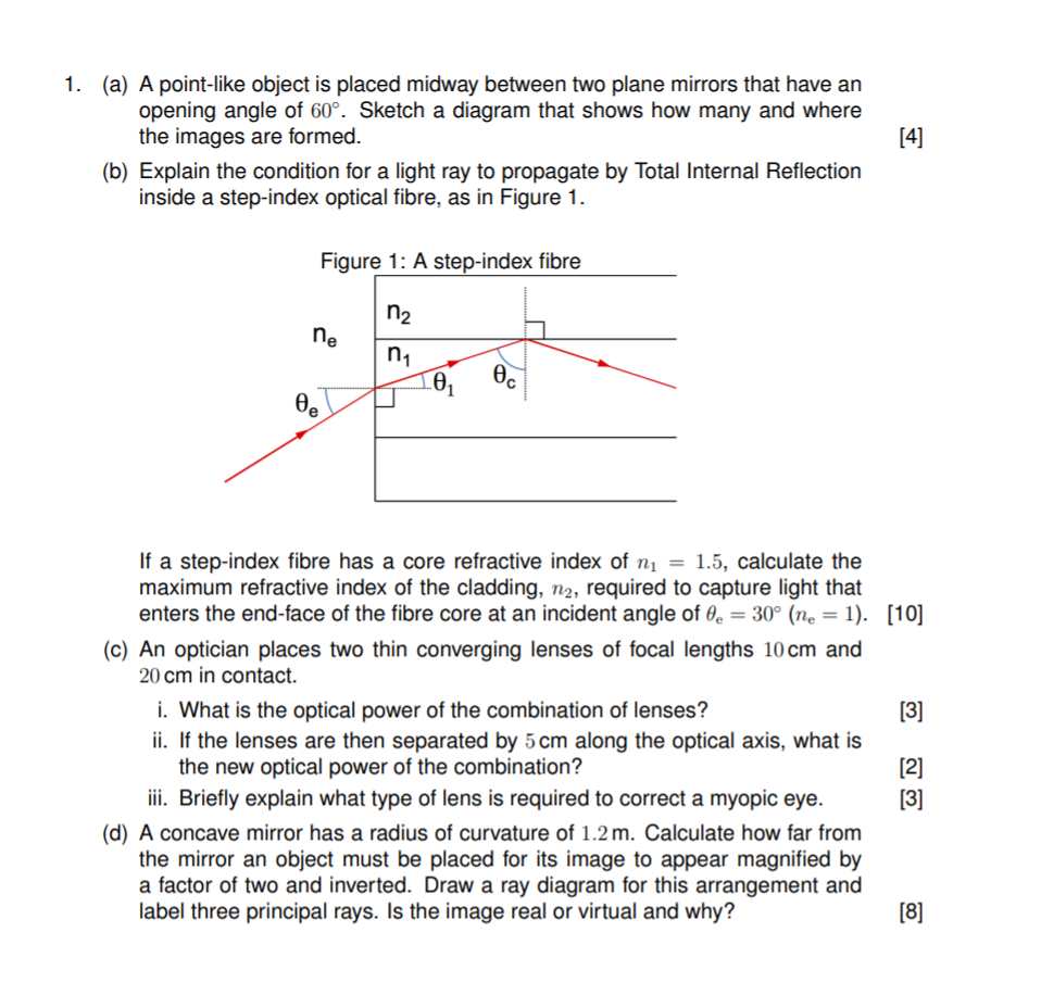Solved 1. (a) A point-like object is placed midway between | Chegg.com