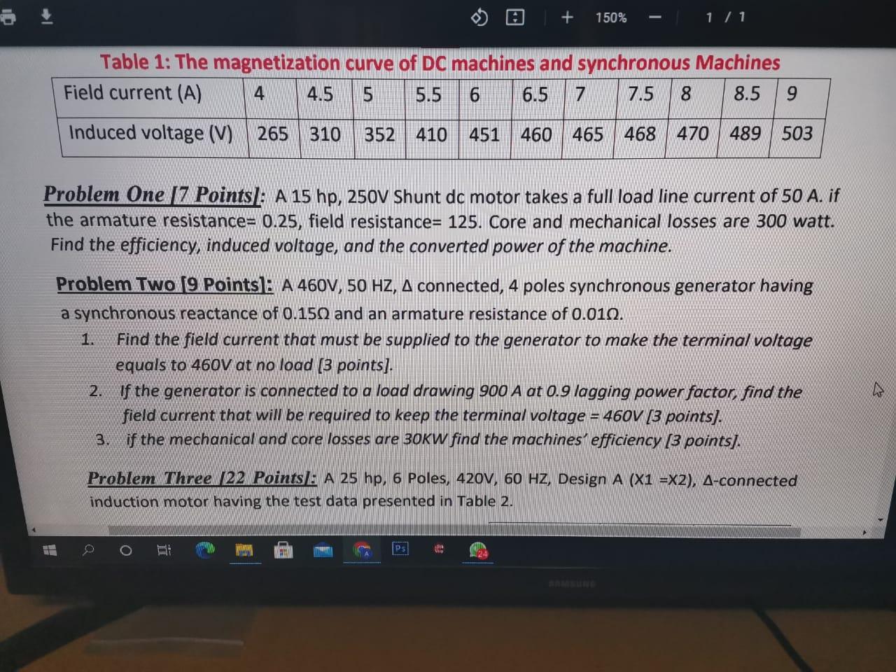 Solved + 150% 171 Table 1: The magnetization curve of DC | Chegg.com