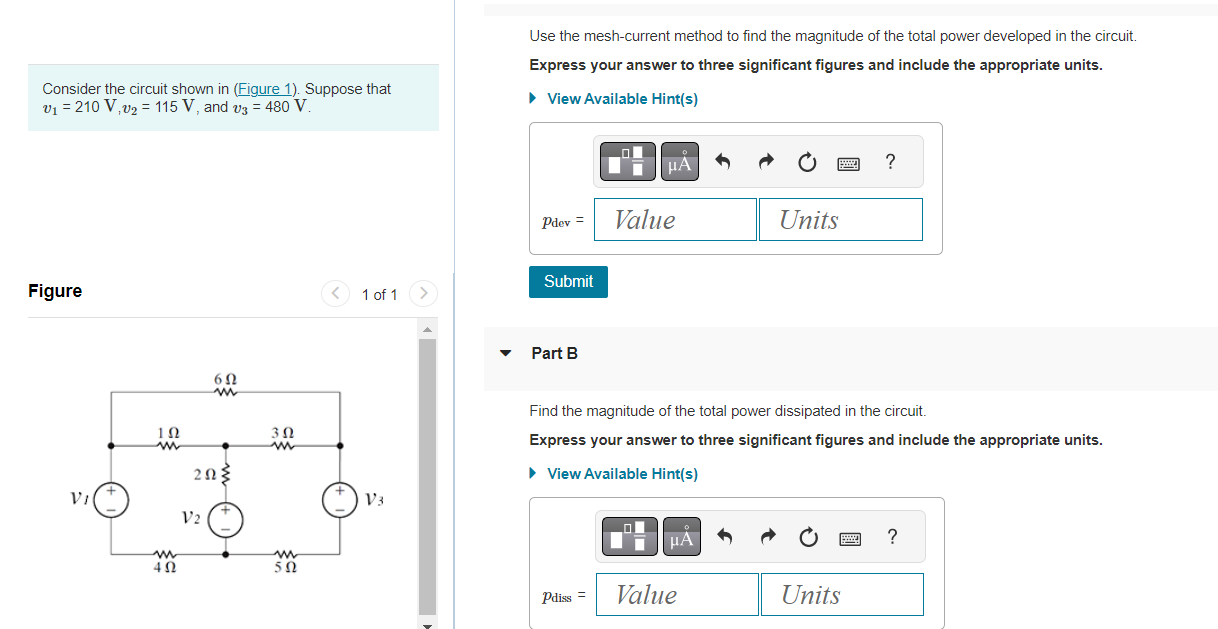[Solved]: Use the mesh-current method to find the magnitud