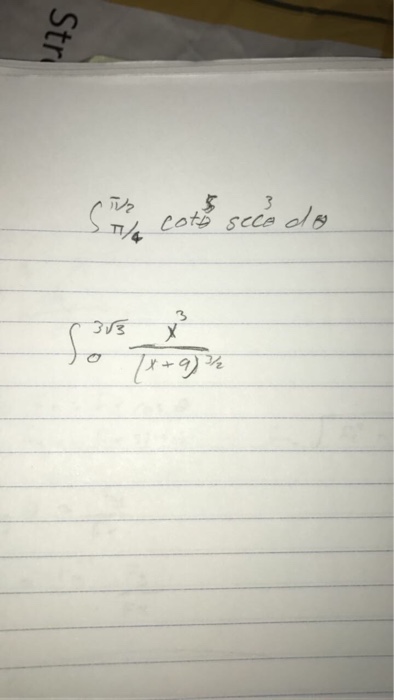 Solved integral_pi/4^pi/2 cot^5 theta sec^3 theta d theta | Chegg.com